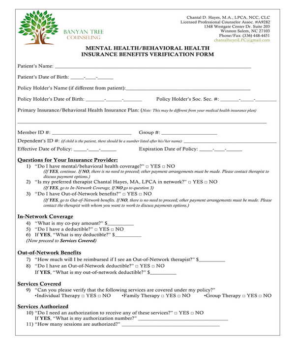 FREE 11+ Medical Health Insurance Verification Forms in PDF
