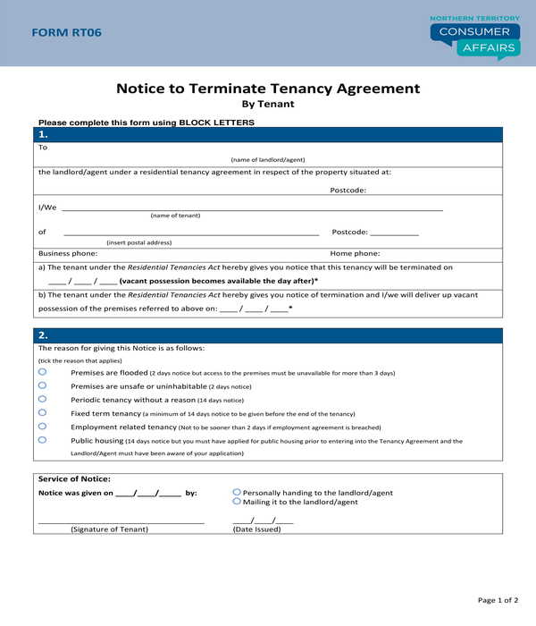FREE 5+ Notice to Terminate Tenancy Forms in PDF