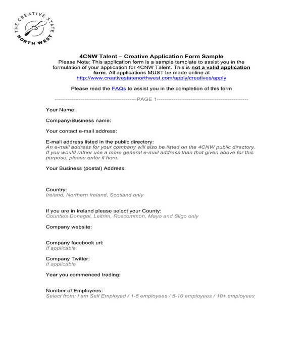 FREE 6+ Talent Application Forms in PDF | MS Word