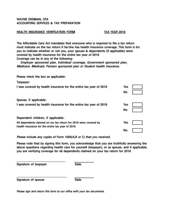 FREE 11+ Medical Health Insurance Verification Forms in PDF