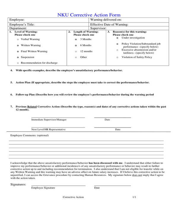 FREE 10+ Employee Corrective Action Forms in PDF | MS Word
