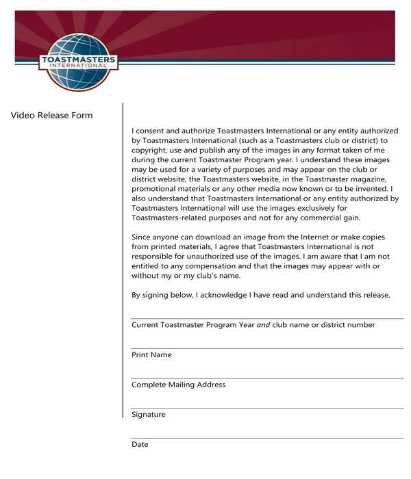 FREE 10+ Video Release Forms in PDF | MS Word