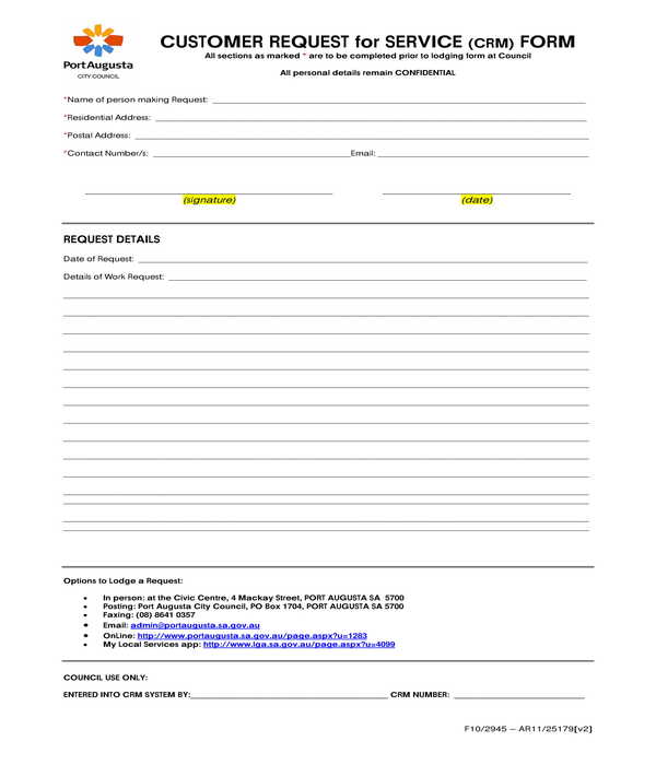 FREE 13+ Customer Request Forms in PDF | MS Word | Excel
