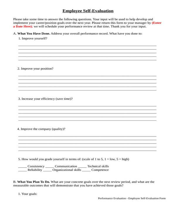 Employee Evaluation Form Pdf Template Collections