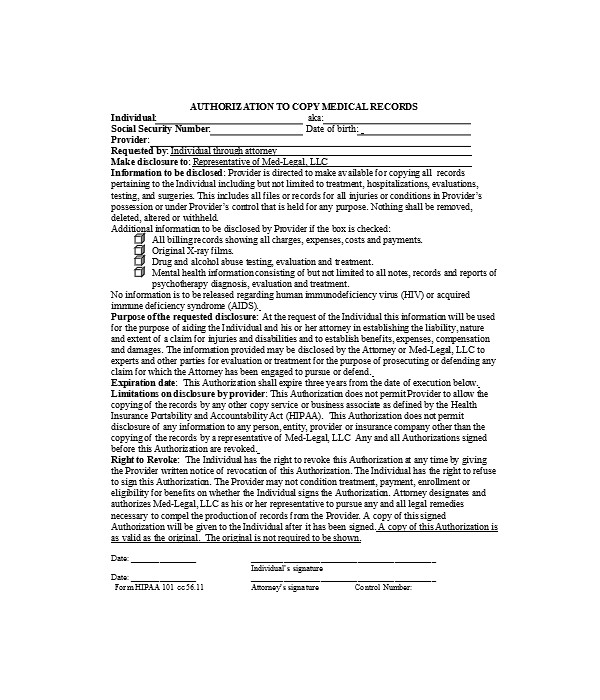 FREE 9+ Medical Records Authorization Forms in PDF | MS Word | Excel