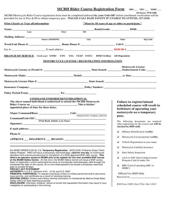 FREE 17+ Course Registration Form Samples, PDF, MS Word, Google Docs, Excel