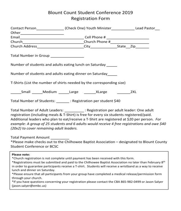 FREE 11+ Conference Registration Forms in PDF | MS Word | Excel