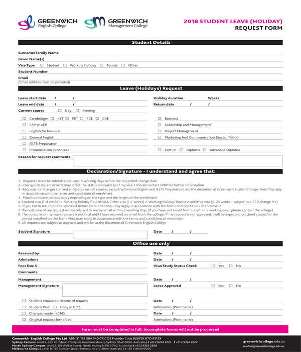 FREE 11+ Holiday Request Forms in PDF | MS Word | Excel