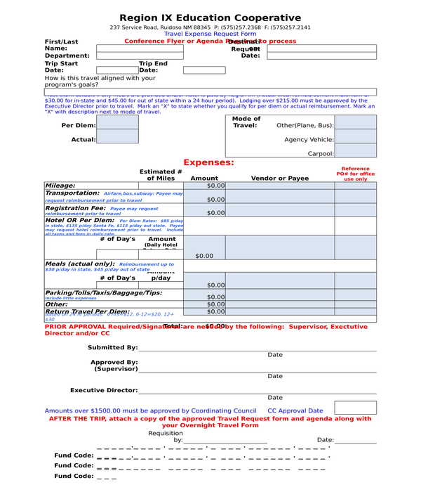 FREE 10+ Expense Request Forms in PDF | MS Word | Excel
