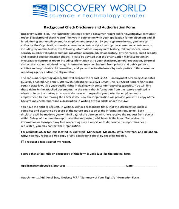 FREE 10+ Background Check Authorization Forms in PDF | MS Word