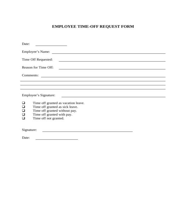 FREE 6+ Employee Time Off Request Forms in PDF | MS Word | Excel