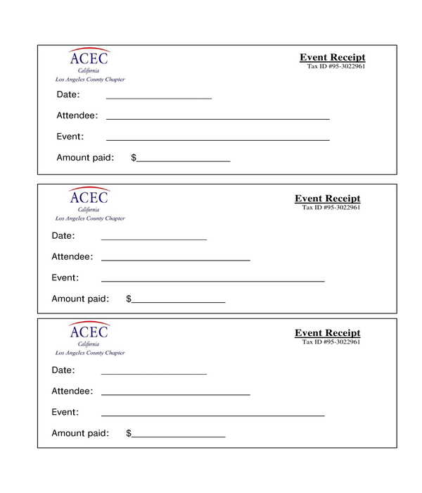 FREE 9+ Event Receipt Forms in PDF