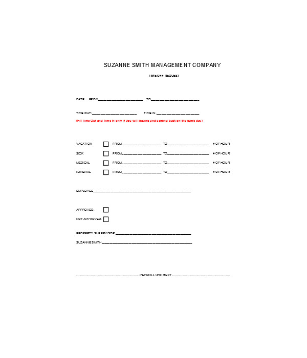 FREE 6+ Employee Time Off Request Forms in PDF | MS Word | Excel