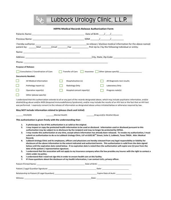 FREE 9+ Medical Records Authorization Forms in PDF | MS Word | Excel
