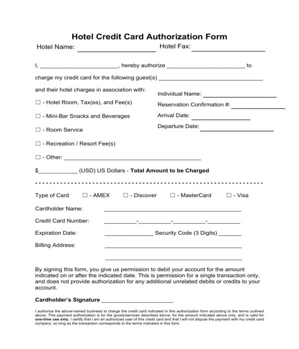 FREE 8+ Hotel Credit Card Authorization Forms in PDF| MS Word | Excel