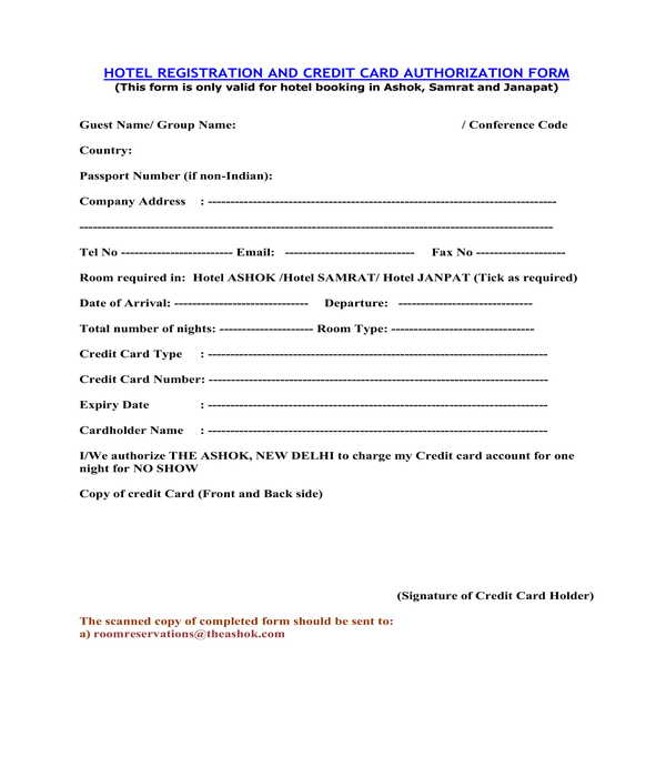 FREE 8+ Hotel Credit Card Authorization Forms in PDF| MS Word | Excel