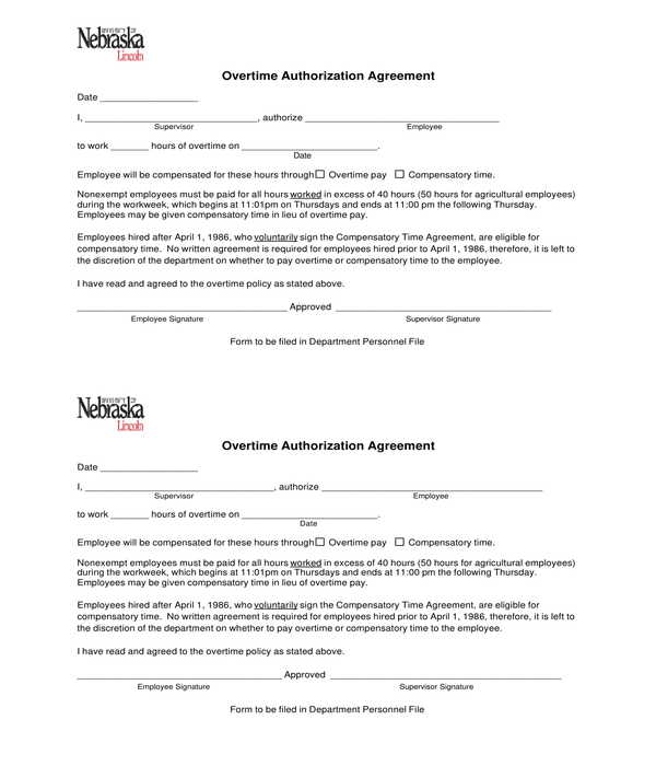 FREE 14+ Overtime Authorization Form Samples, PDF, MS Word, Google Docs ...