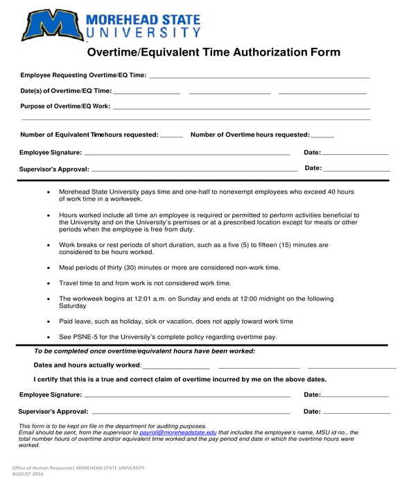FREE 14+ Overtime Authorization Form Samples, PDF, MS Word, Google Docs ...
