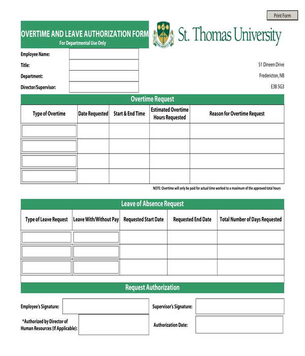 FREE 14+ Overtime Authorization Form Samples, PDF, MS Word, Google Docs ...
