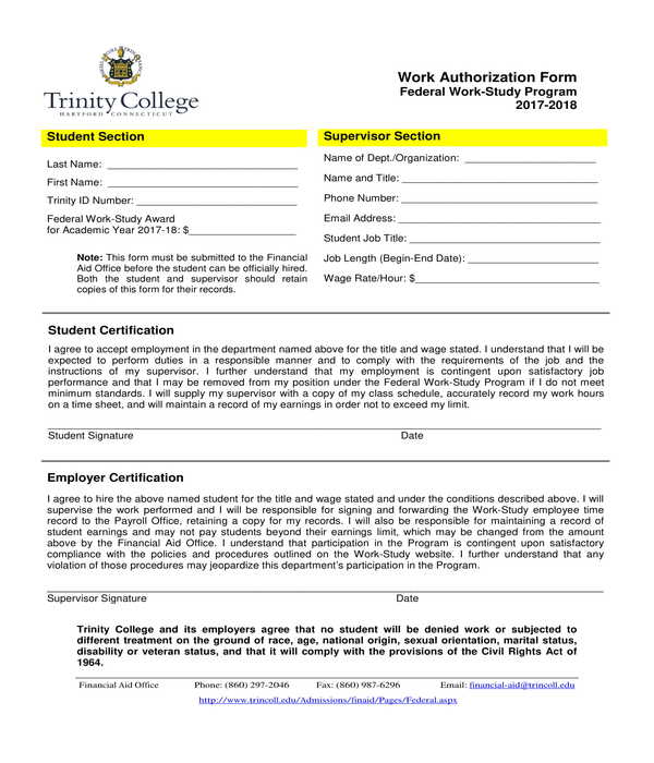 FREE 9+ Work Authorization Forms in PDF | MS Word