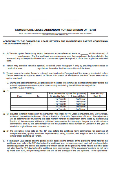 FREE 8+ Lease Extension Addendum Form Samples, PDF, MS Word, Google Docs