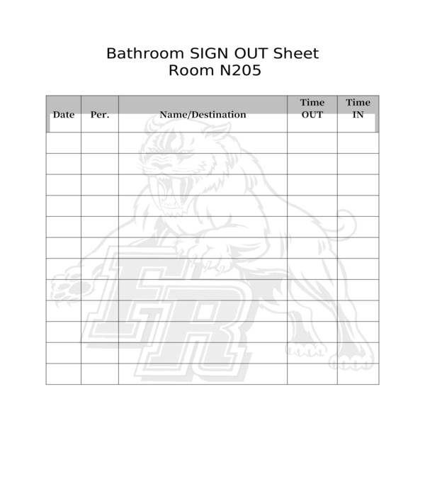 FREE 11+ Bathroom Sign Out Sheet Samples, PDF, MS Word, Google Docs