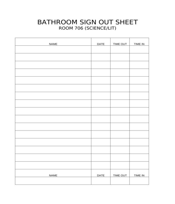 FREE 11+ Bathroom Sign Out Sheet Samples, PDF, MS Word, Google Docs