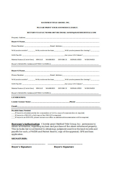 FREE 11+ Buyer Information Forms in PDF | MS Word | Excel