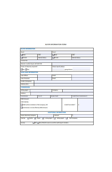FREE 11+ Buyer Information Forms in PDF | MS Word | Excel