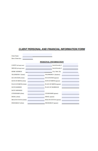 FREE 10+ Real Estate Client Information Form Samples, PDF, MS Word ...