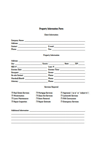 FREE 10+ Property Information Forms in PDF | MS Word | Excel