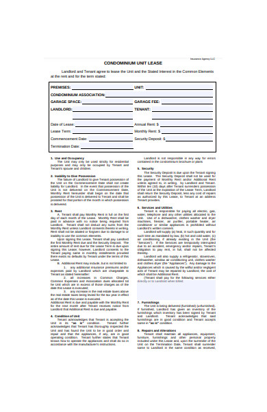 FREE 5+ Condo Lease Forms in PDF