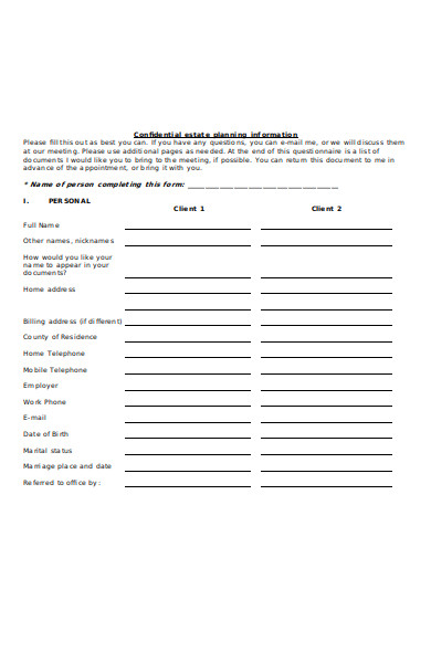FREE 10+ Real Estate Client Information Form Samples, PDF, MS Word ...