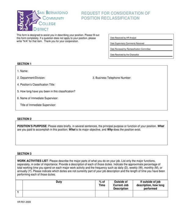 FREE 5+ HR Reclassification Application Forms in PDF | MS Word