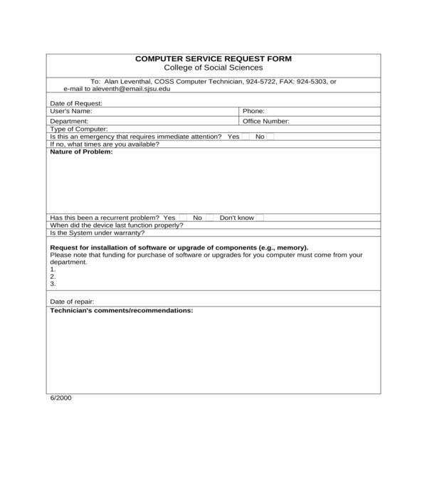 FREE 6+ IT Service Request Forms in PDF | MS Word