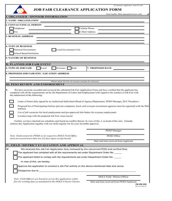 FREE 8+ Clearance Application Forms in PDF | MS Word