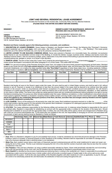 FREE 6+ Joint Lease Agreements in PDF | MS Word