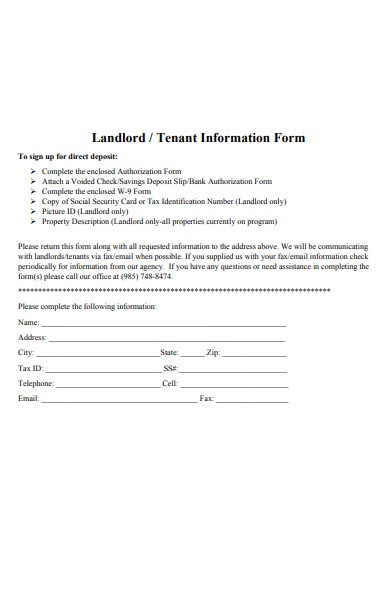 FREE 11+ Tenant Information Forms in PDF | MS Word | Excel