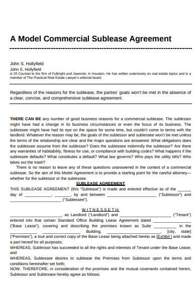FREE 5+ Commercial Sublease Agreement Forms in PDF | MS Word