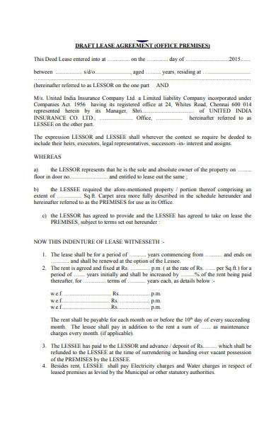 FREE 7+ Office Lease Agreement Forms in PDF | MS Word