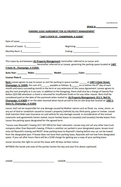 FREE 7+ Parking Lease Agreement Forms in PDF | MS Word