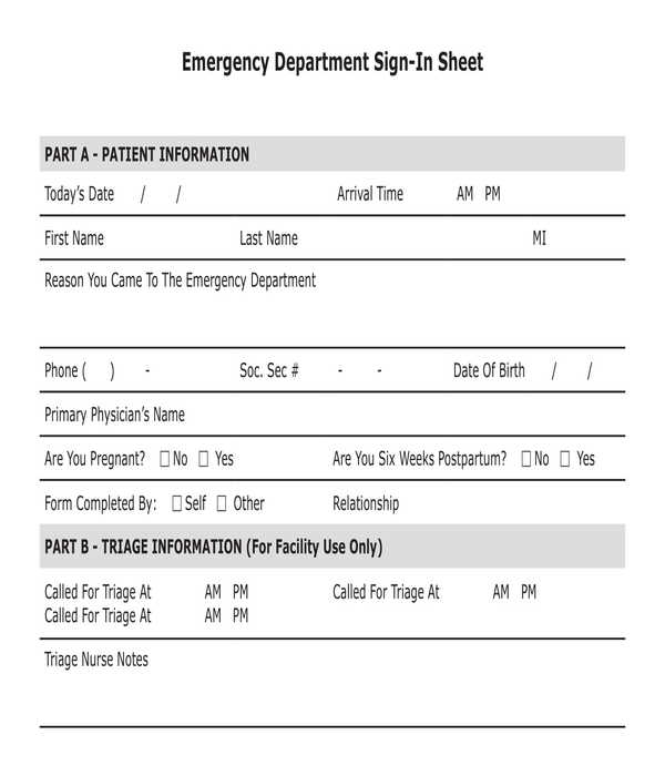 FREE 3+ Patient Sign In Sheets in PDF | MS Word