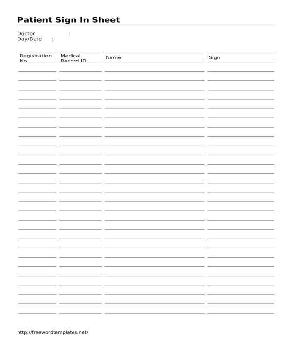 FREE 3+ Patient Sign In Sheets in PDF | MS Word