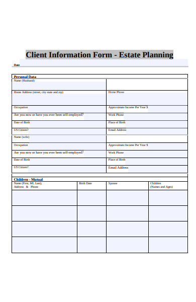 FREE 10+ Real Estate Client Information Form Samples, PDF, MS Word ...