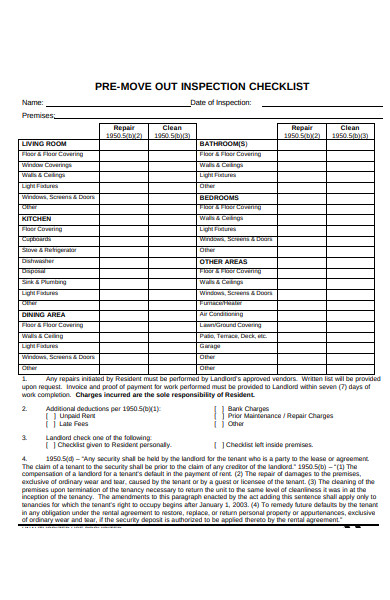 FREE 13+ Move-in / Move-out Inspection Checklist Samples, PDF, MS Word ...