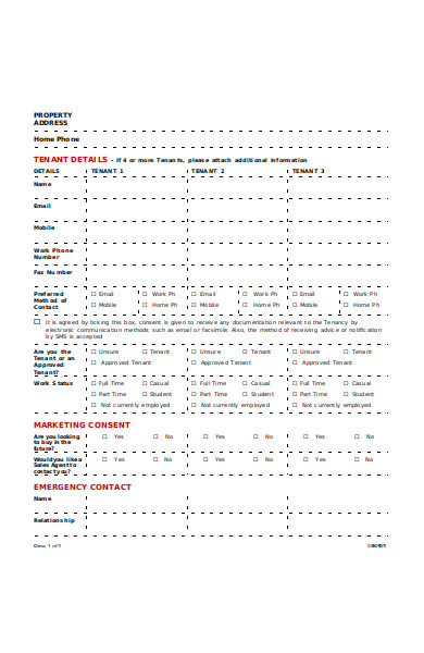 FREE 14+ Tenant Information Form Samples, PDF, MS Word, Google Docs, Excel