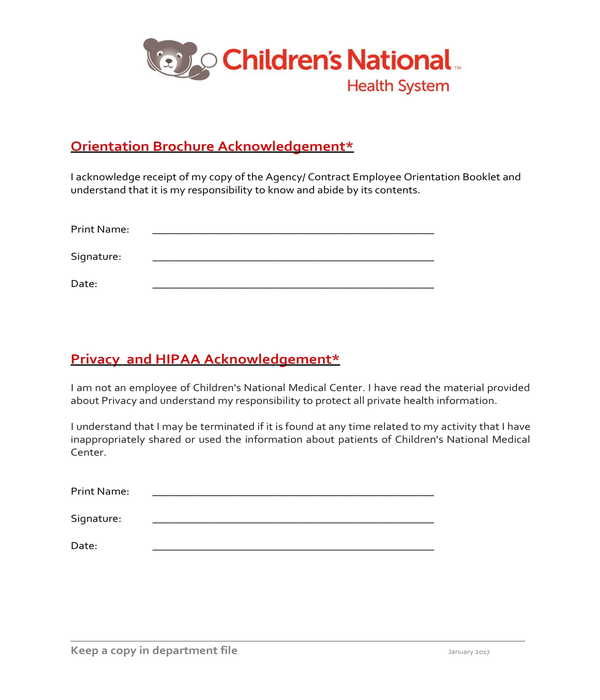 FREE 6+ HIPAA Employee Acknowledgment Forms in PDF | MS Word