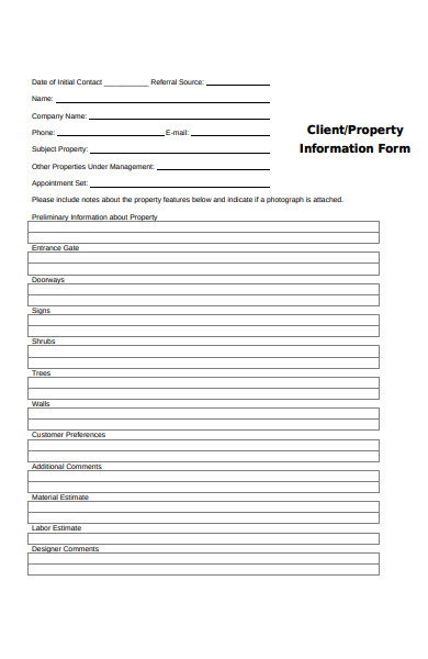 FREE 10+ Real Estate Client Information Form Samples, PDF, MS Word ...