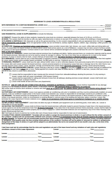 FREE 5+ Residential Lease Addendum Forms in PDF | MS Word