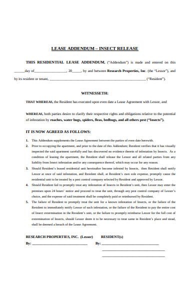 FREE 5+ Residential Lease Addendum Forms in PDF | MS Word